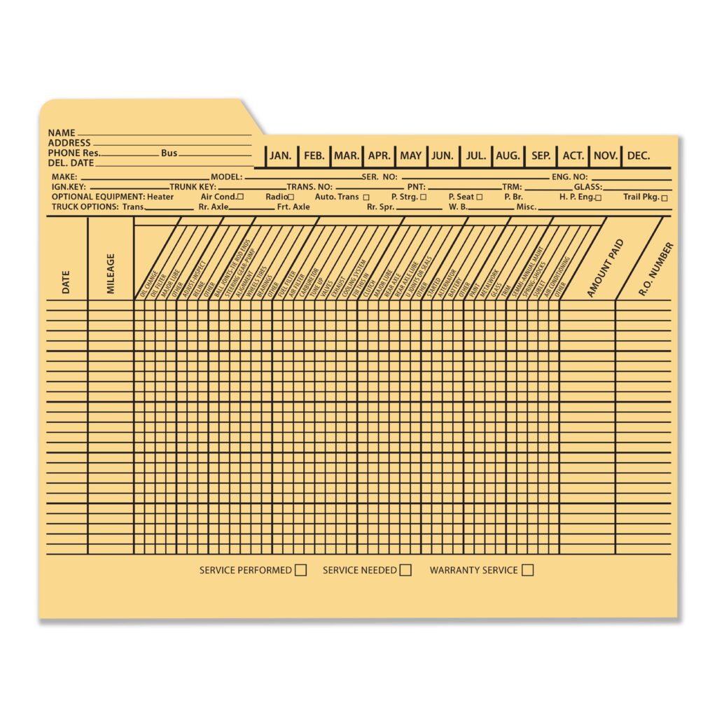 Service Record File Folders - Powersports Dealer Supply