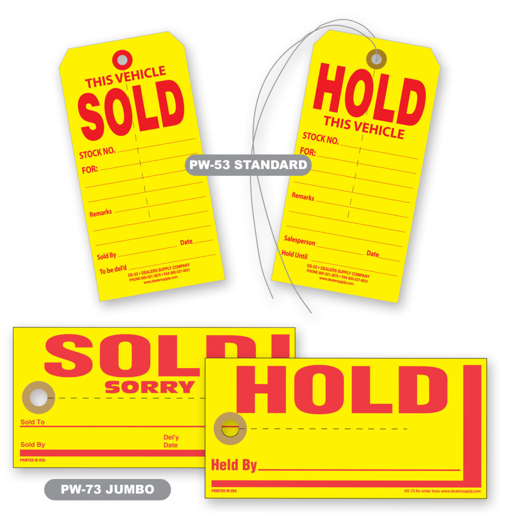 Sold Hold Tags - Powersports Dealer Supply