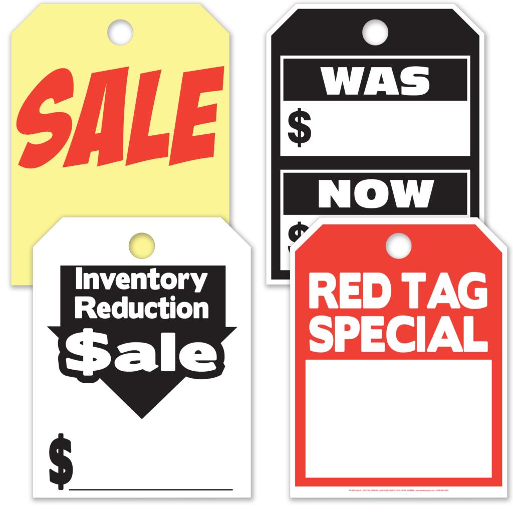 1-Color Stock Hang Tags - Powersports Dealer Supply