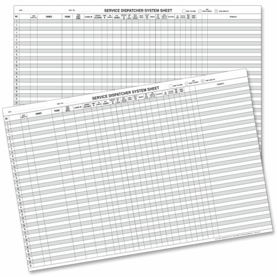Service Dispatcher Sheets - Powersports Dealer Supply