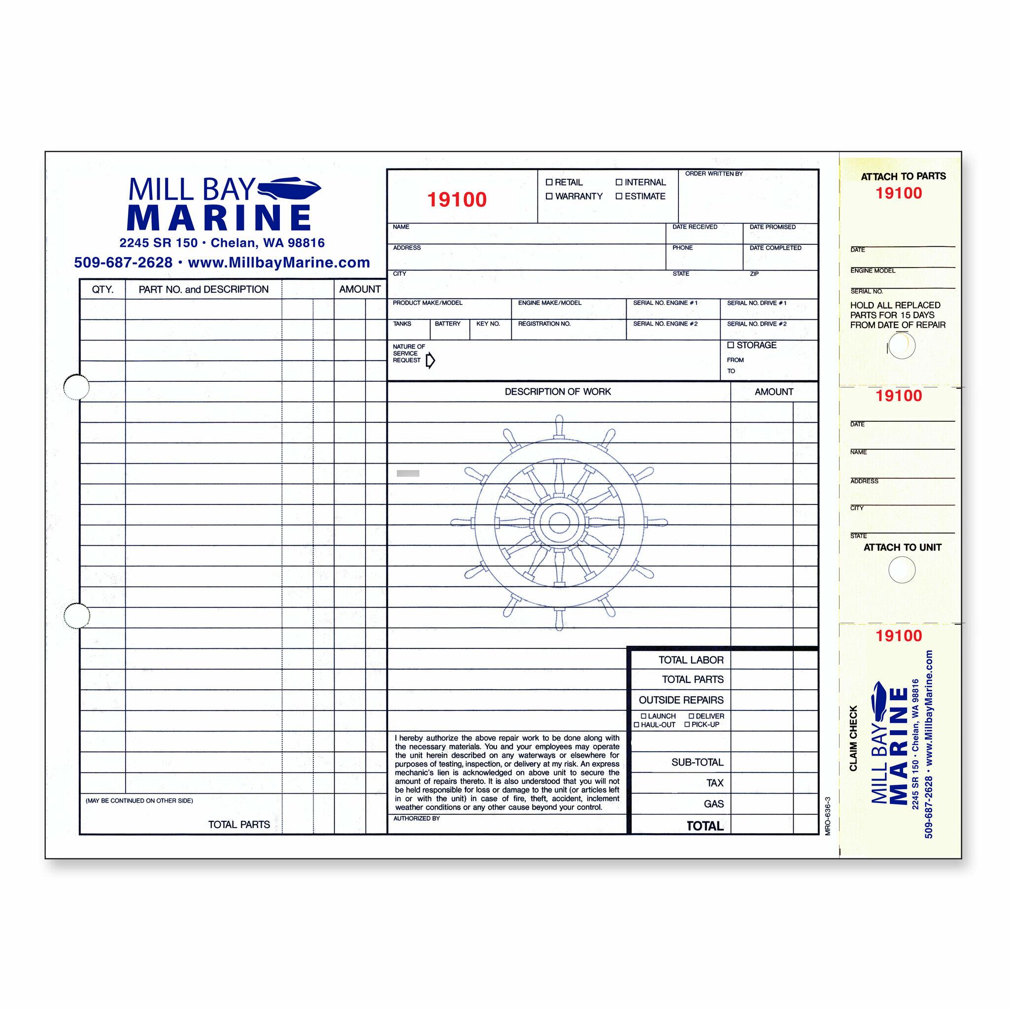 Boat Repair Order Forms | Powersports Dealer Supply