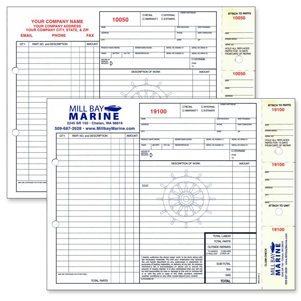 Boat Repair Order Forms - Powersports Dealer Supply