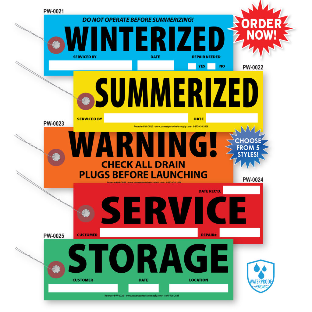 Color-Coded Waterproof Tags - Powersports Dealer Supply