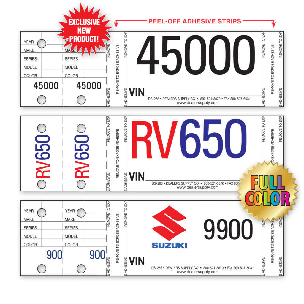 Custom Numbered Stock Stickers - Powersports Dealer Supply