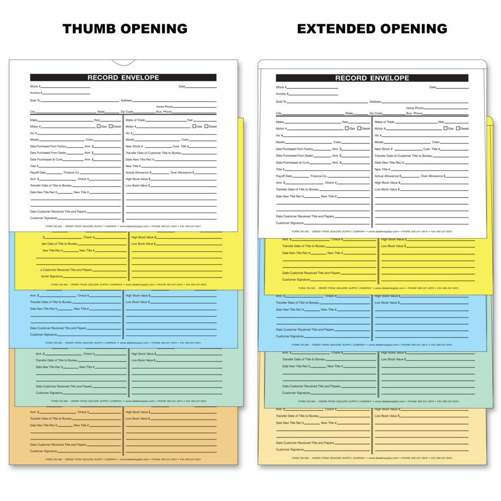 Record Envelopes - Powersports Dealer Supply