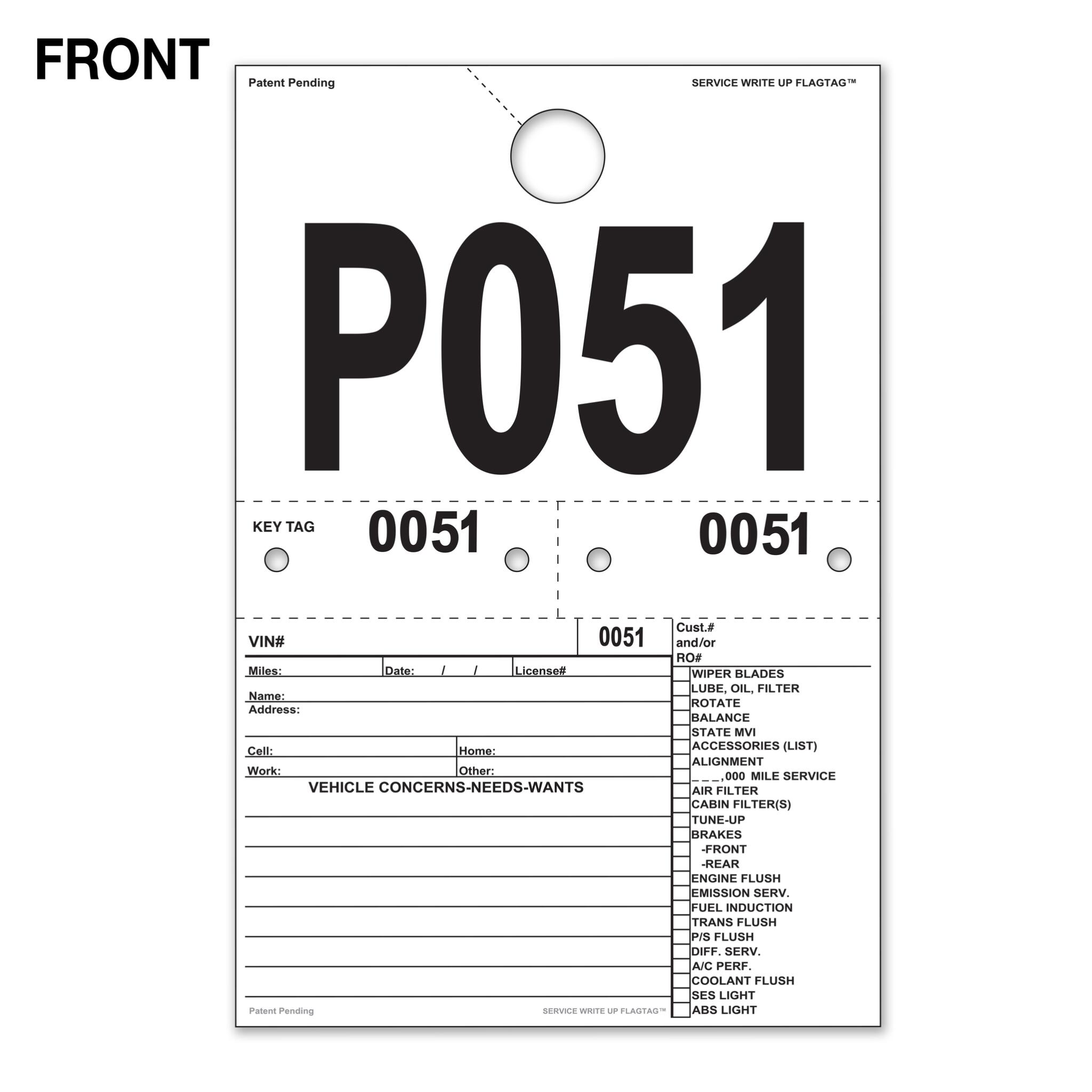 Service Write Up Tags - Powersports Dealer Supply